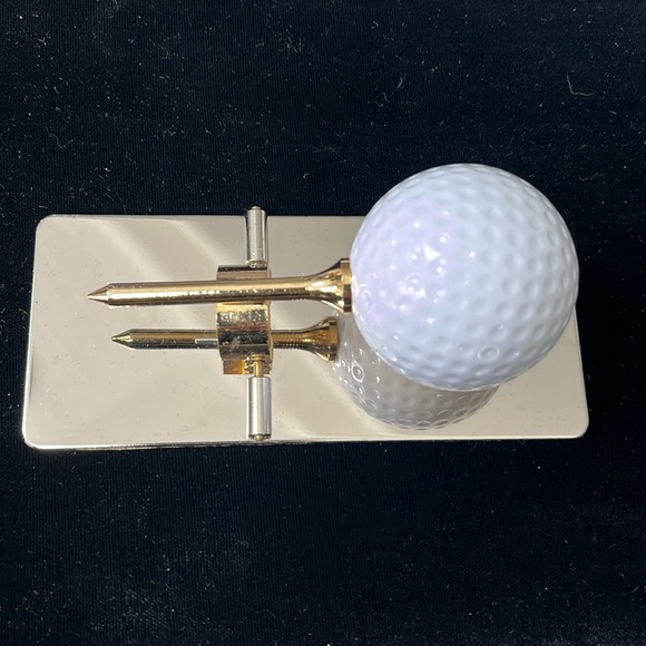 Office | New Gold And Silver Plated Golf Ball Note Holder | Poshmark